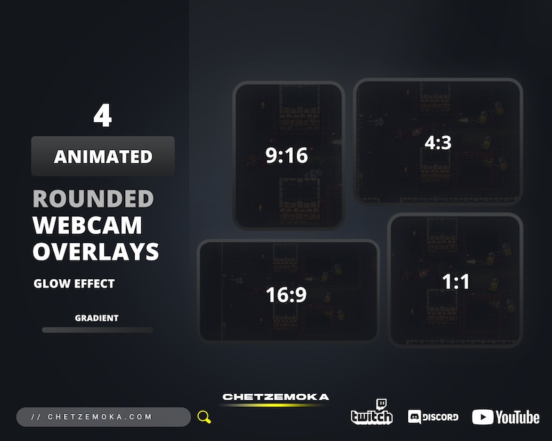 Animated Webcam Overlay Black Theme | Circle and All Standard Sizes ...