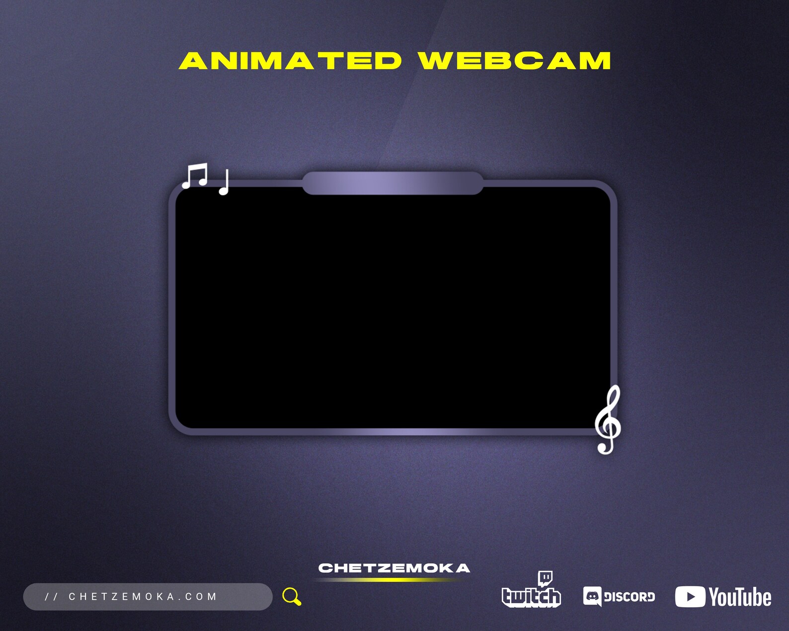 Musical Stream Overlay Dark Purple - Animated & Static Version | Music ...