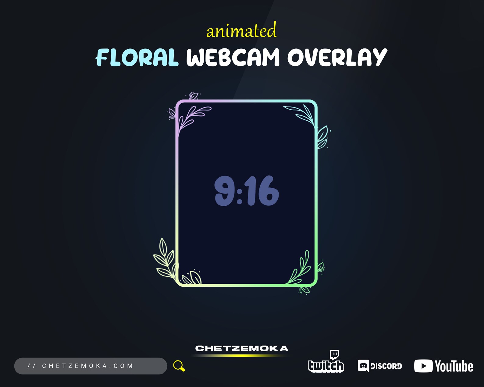 Animated Floral Webcam Overlay Circle and All Standard Sizes Pastel ...