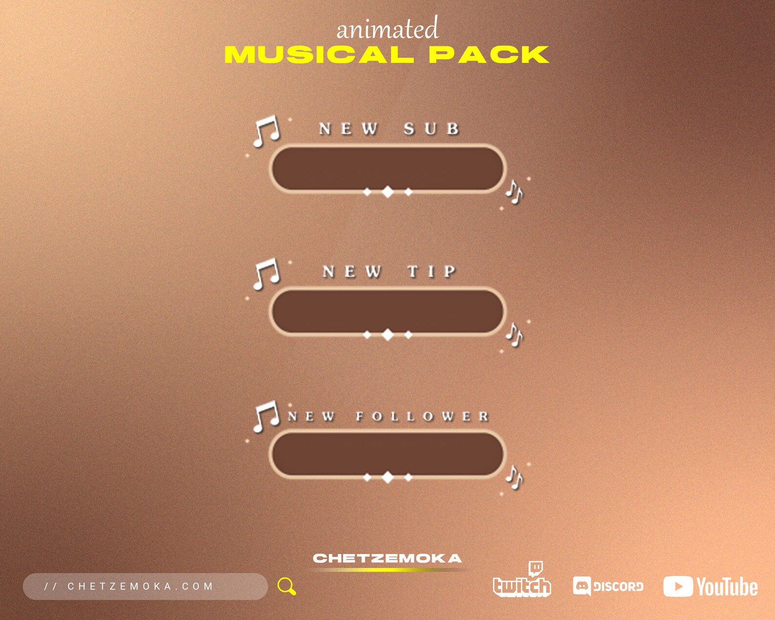 Musical Stream Overlay Light 3 Animated & Static Version Music Note ...