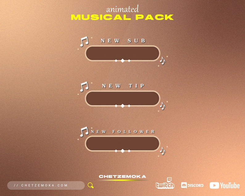Musical Stream Overlay Light 3 Animated & Static Version Music Note ...