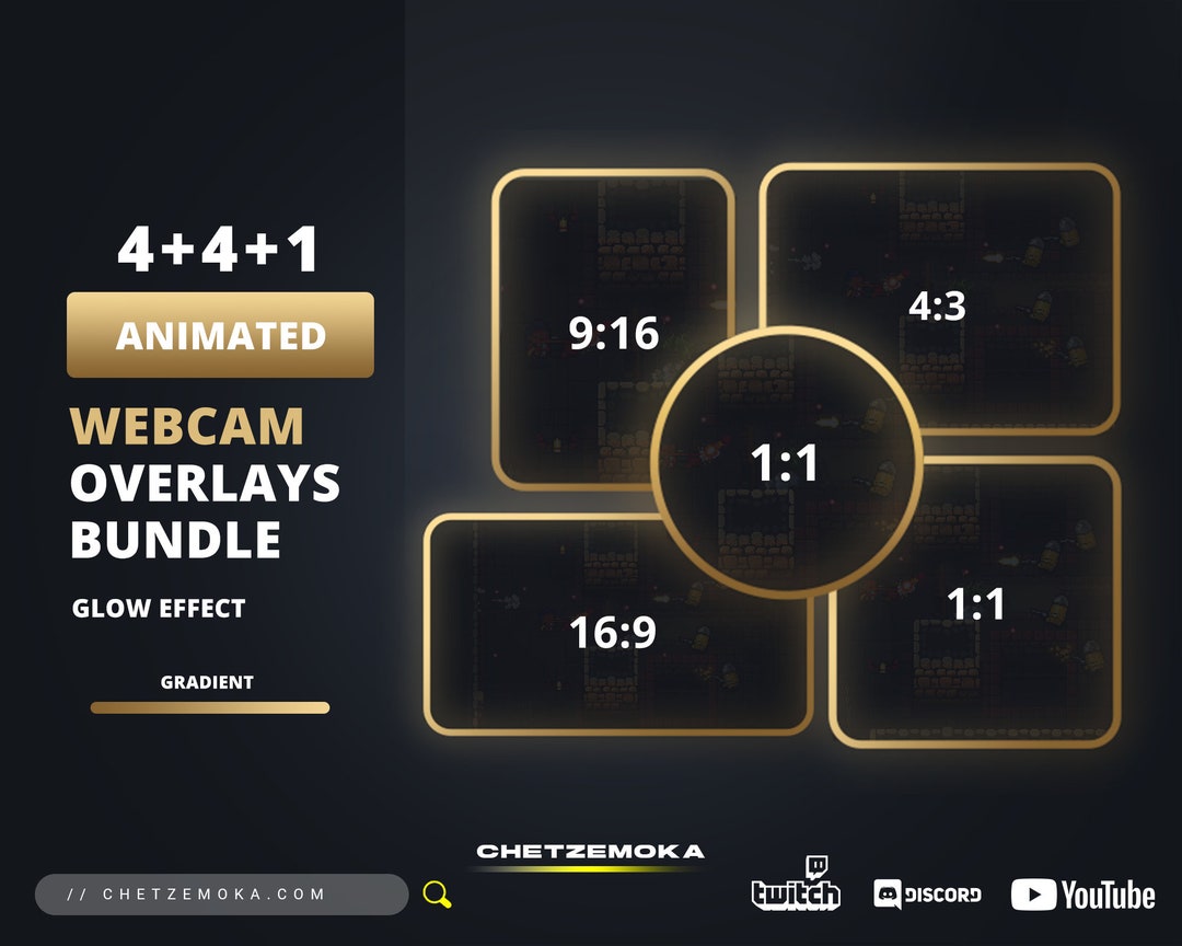 Animated Webcam Overlay Gold Theme | Circle and All Standard Sizes ...