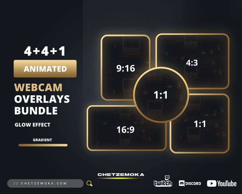 Animated Webcam Overlay Gold Theme | Circle and All Standard Sizes ...