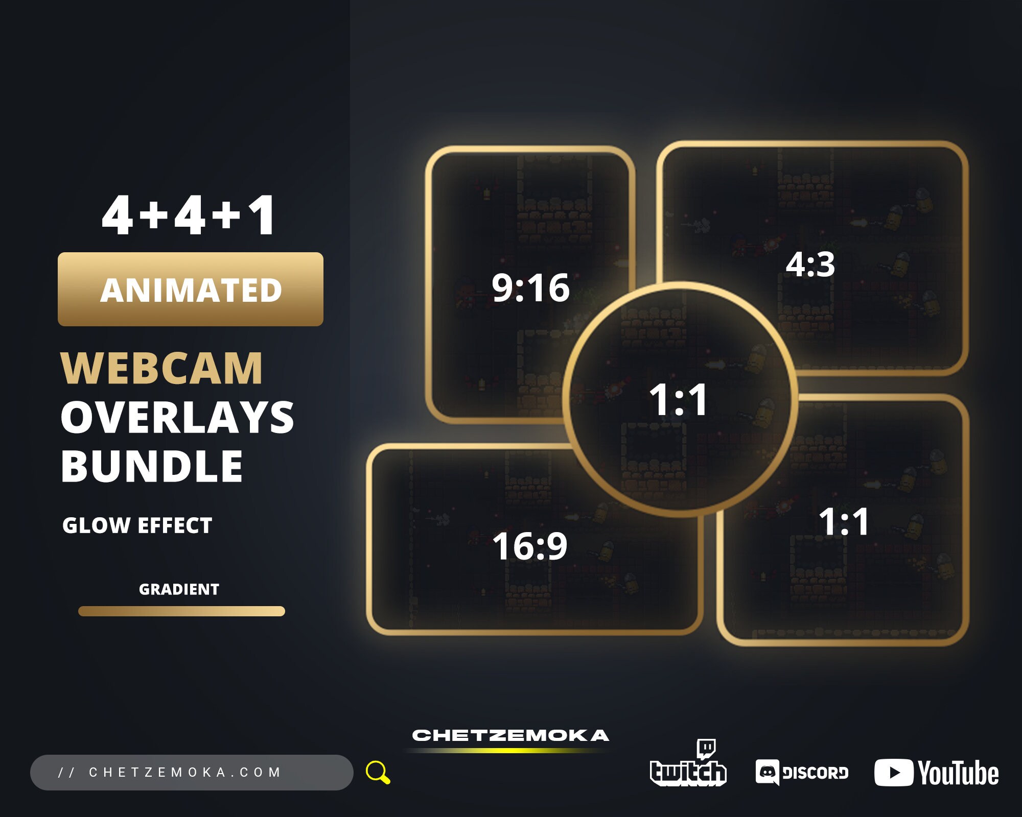 Animated Webcam Overlay Gold Theme | Circle and All Standard Sizes ...