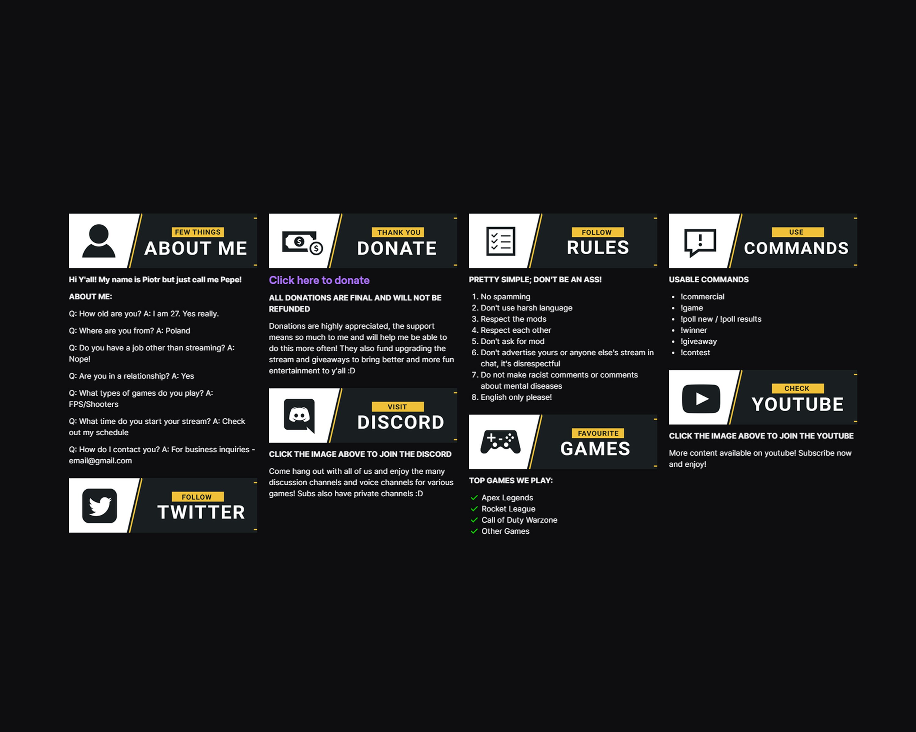 Twitch Panels | Bundle of 22 High Quality Twitch Panels | Instant ...