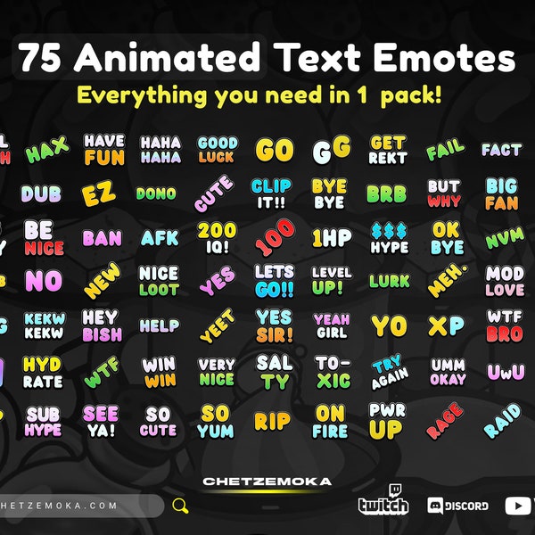 Animated Text Emotes Orange & Blue 12 High Quality Twitch Text Emotes ...