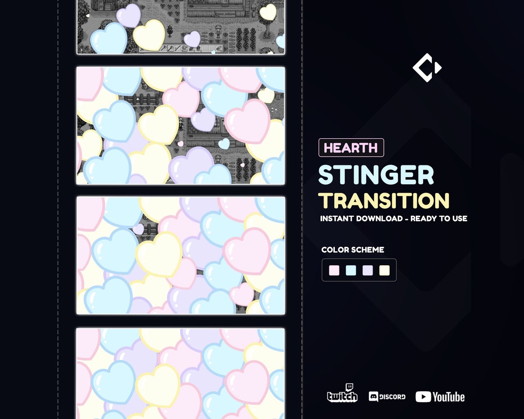 Twitch Animated Stinger Transition Kawaii Hearts | Animated Stinger ...