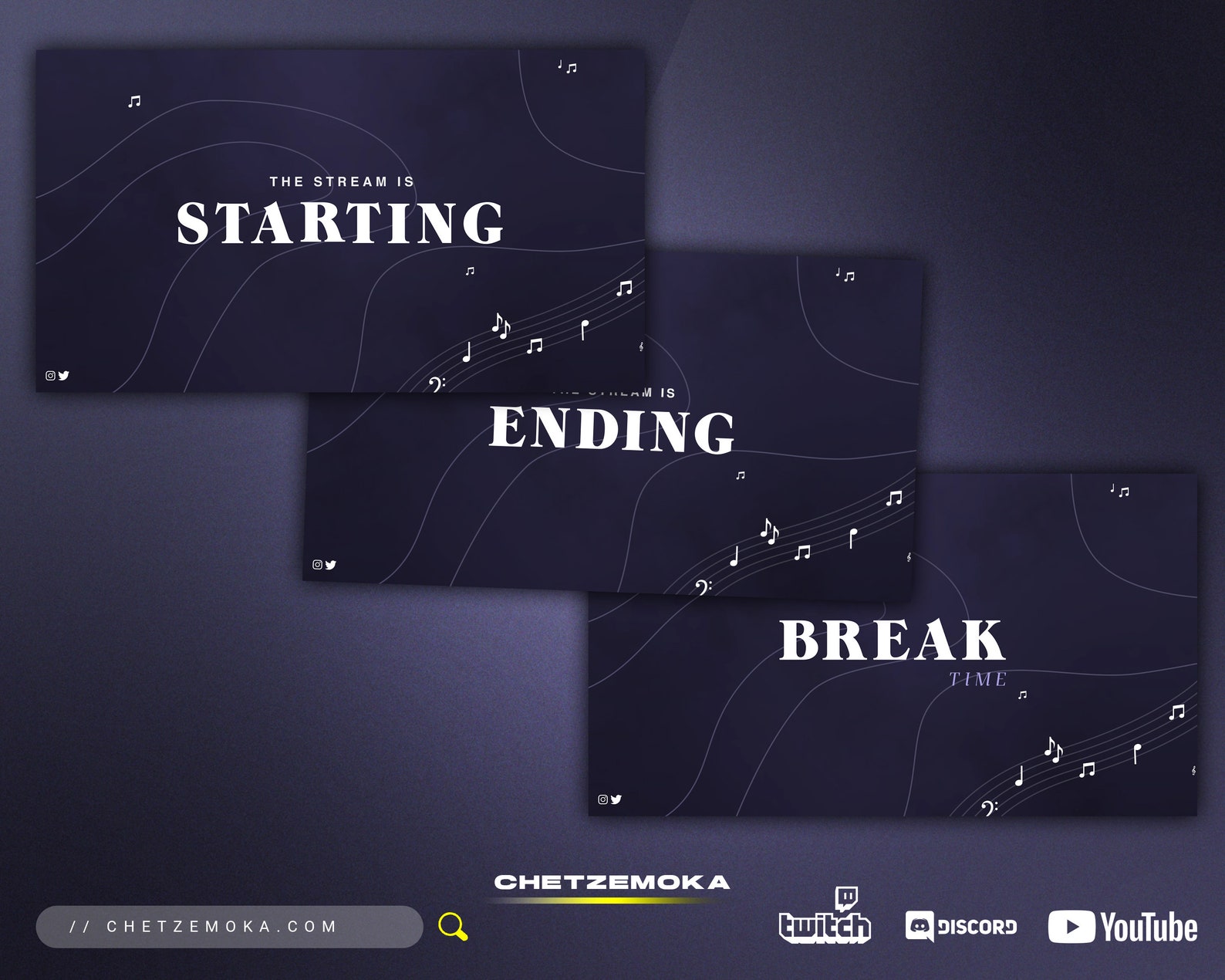 Musical Stream Overlay Dark Purple - Animated & Static Version | Music ...