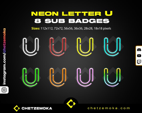 Neon Letter Sub Badges u Twitch Sub Badges - Etsy
