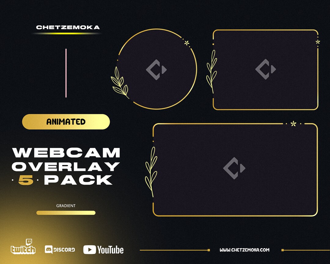 ANIMATED Floral Webcam Overlay | 5 Sizes | Twitch Golden Borders ...
