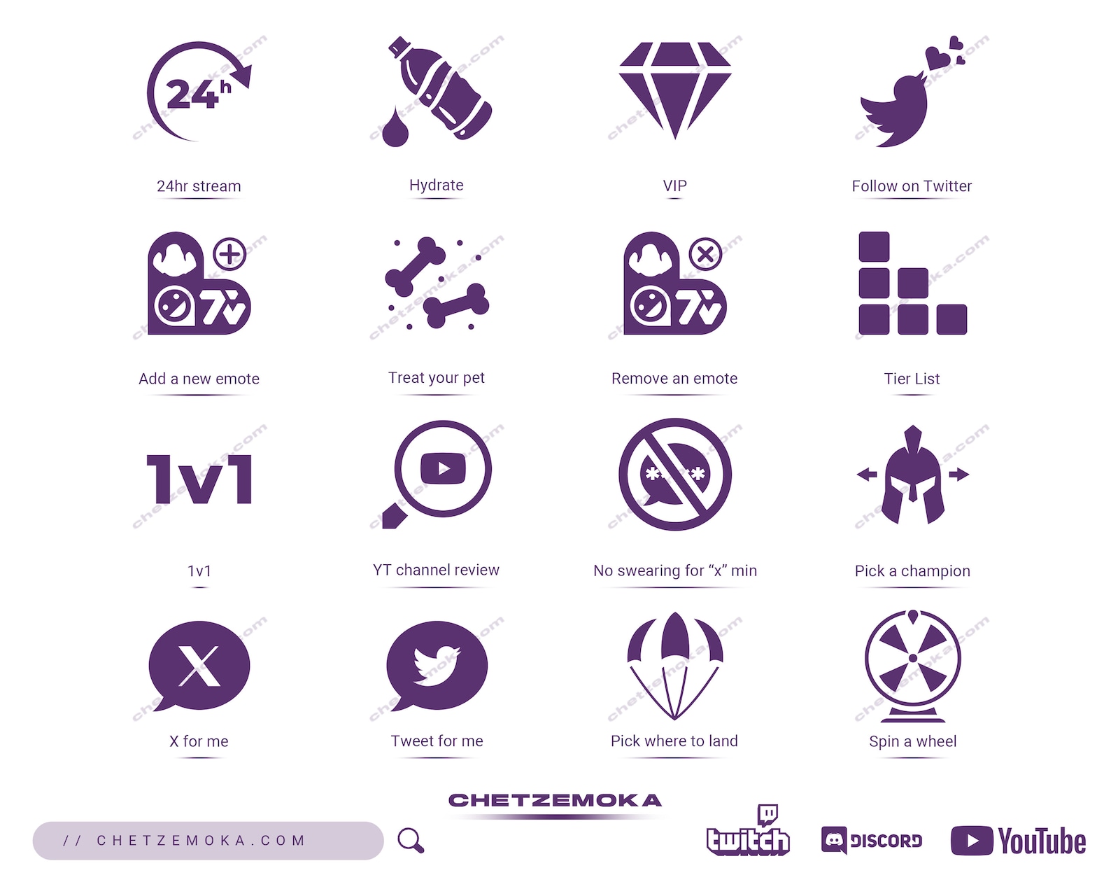 33x Twitch Reward Icon | Set of 33 Icons | Channel Points | Dark Purple ...