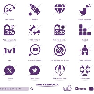 33x Twitch Reward Icon | Set of 33 Icons | Channel Points | Dark Purple ...
