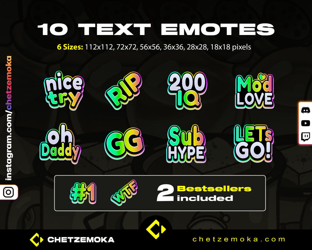 Twitch Text Emotes 10 Hochwertige Twitch Emotes Sofortige - Etsy Österreich