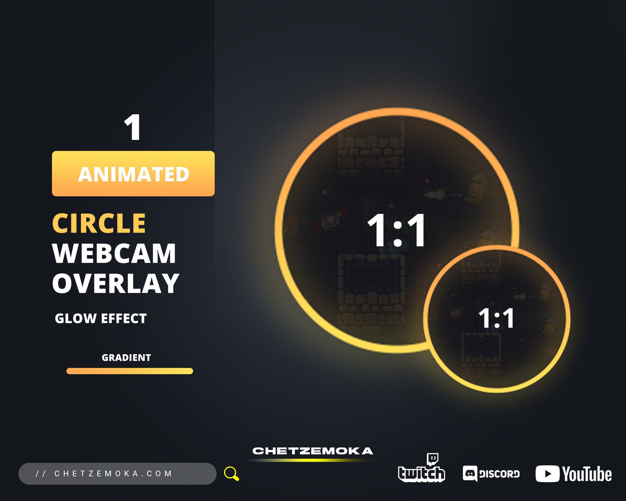 Webcam Overlay Orange ANIMATED Circle and All Standard Sizes Instant ...