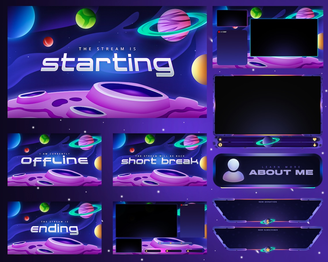 Twitch Space Overlay Galaxy Theme Stream Package 4 - Etsy