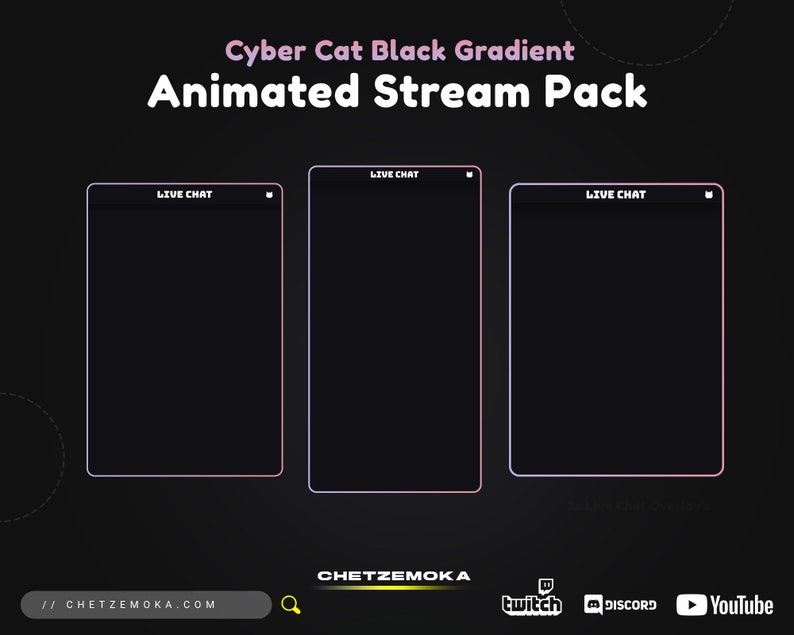 Cat Stream Overlay Purple Animated Cat Stream Pack Purple Minimalist ...