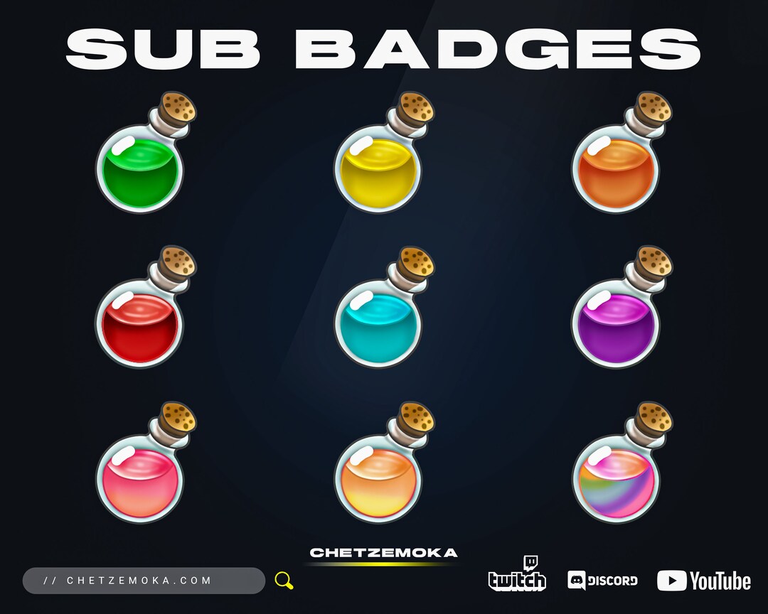 Twitch Potions Twitch Sub Badges 9 Potion Bottles Fantasy - Etsy