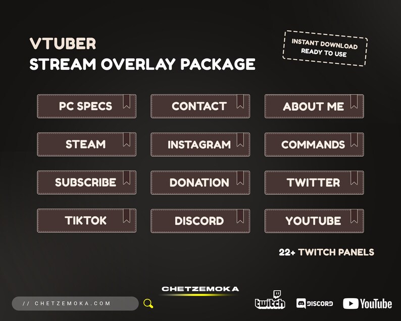 Vanilla & Brown Vtuber Stream Overlay Package (digital Download) - Etsy