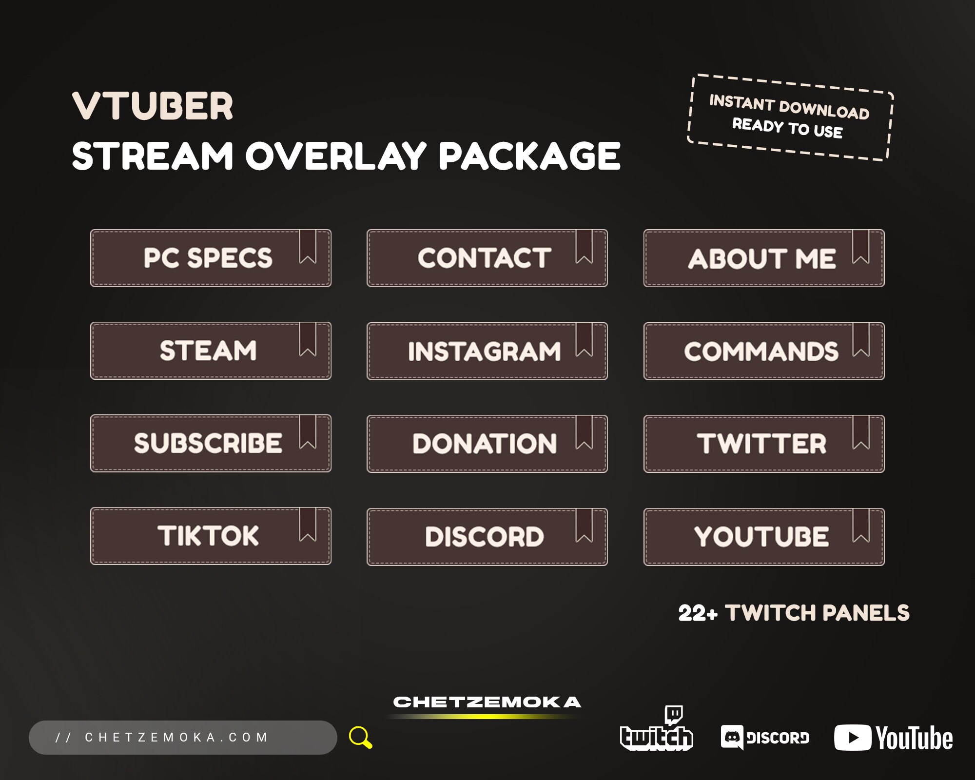 Vtuber Stream Overlay Vanilla & Brown Vtuber Overlay Celestial Stream ...