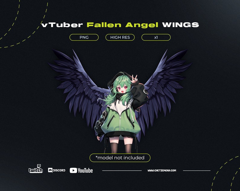 Vtuber Fallen Angel Wings / Vtuber Asset / decoración de flujo - Etsy ...