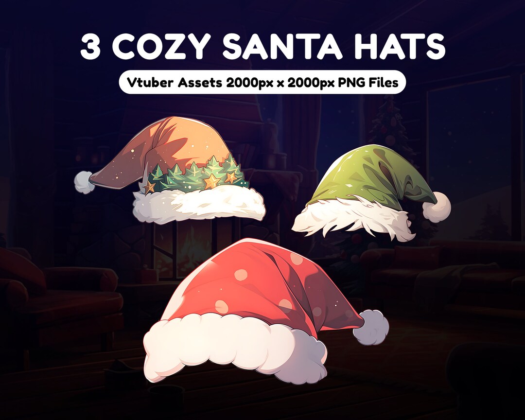 Vtuber Santa Hats 3x Vtuber Assets Christmas Hat Cute - Etsy