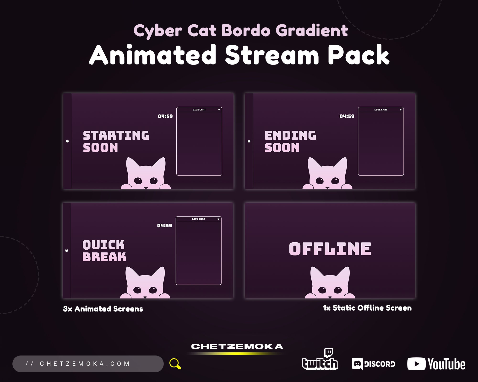 Cyber Cat Stream Overlay Bordo Animated Cat Stream Pack Minimalist Cat ...