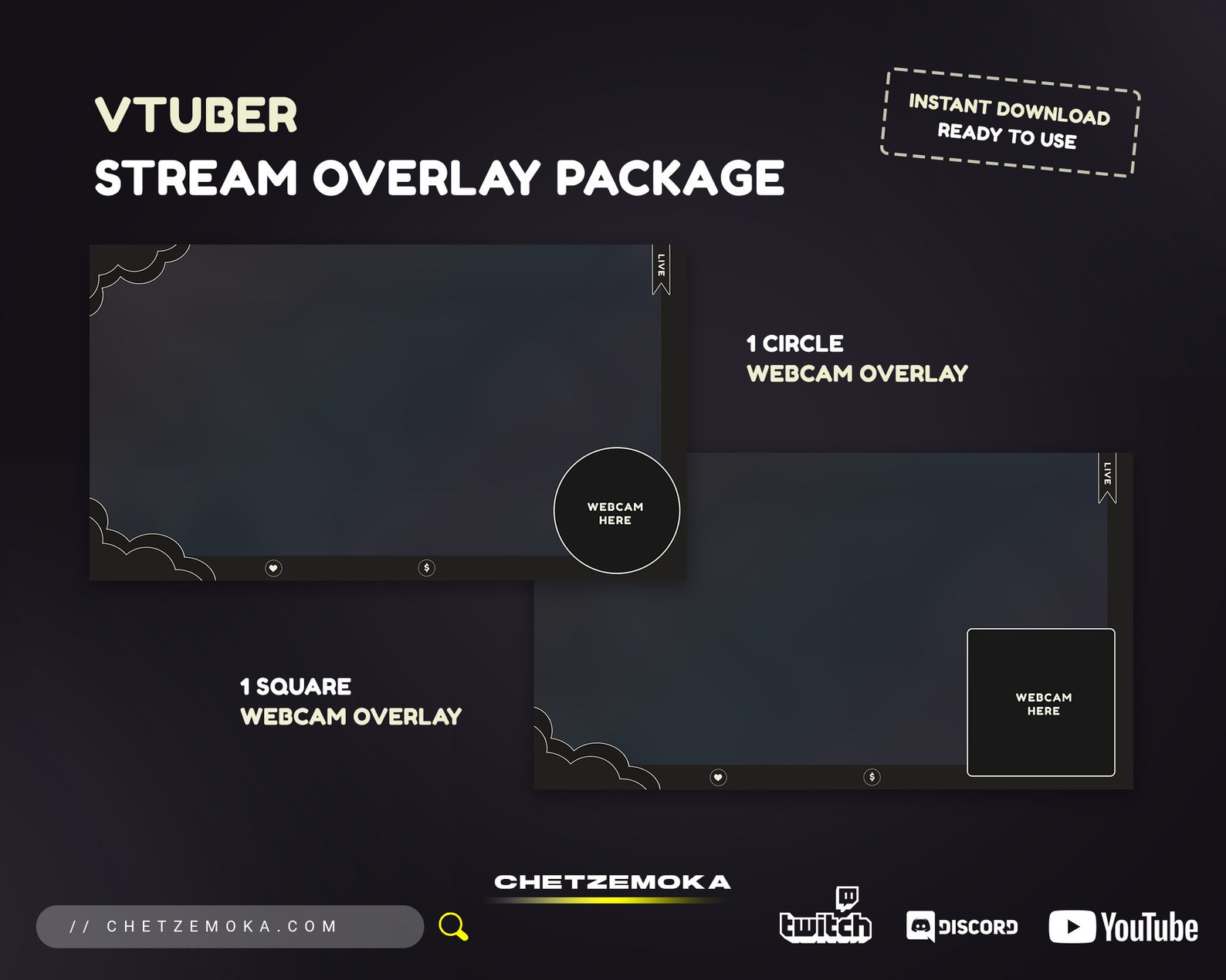 Vtuber Stream Overlay | Twitch Overlay Vtuber | Celestial Stream ...