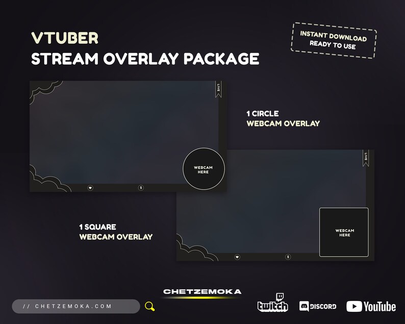 Vtuber Stream Overlay Twitch Overlay Vtuber Celestial Stream Package ...