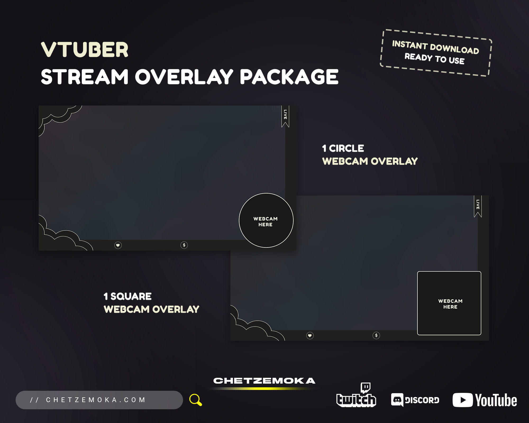 Vtuber Stream Overlay Twitch Overlay Vtuber Celestial Stream Package ...