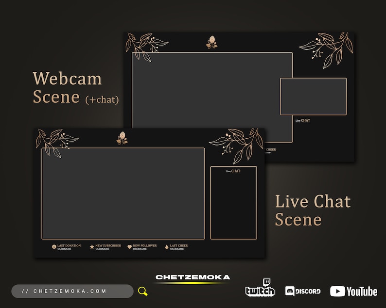 Floral Stream Overlay Rose Gold Animated & Static Version - Etsy