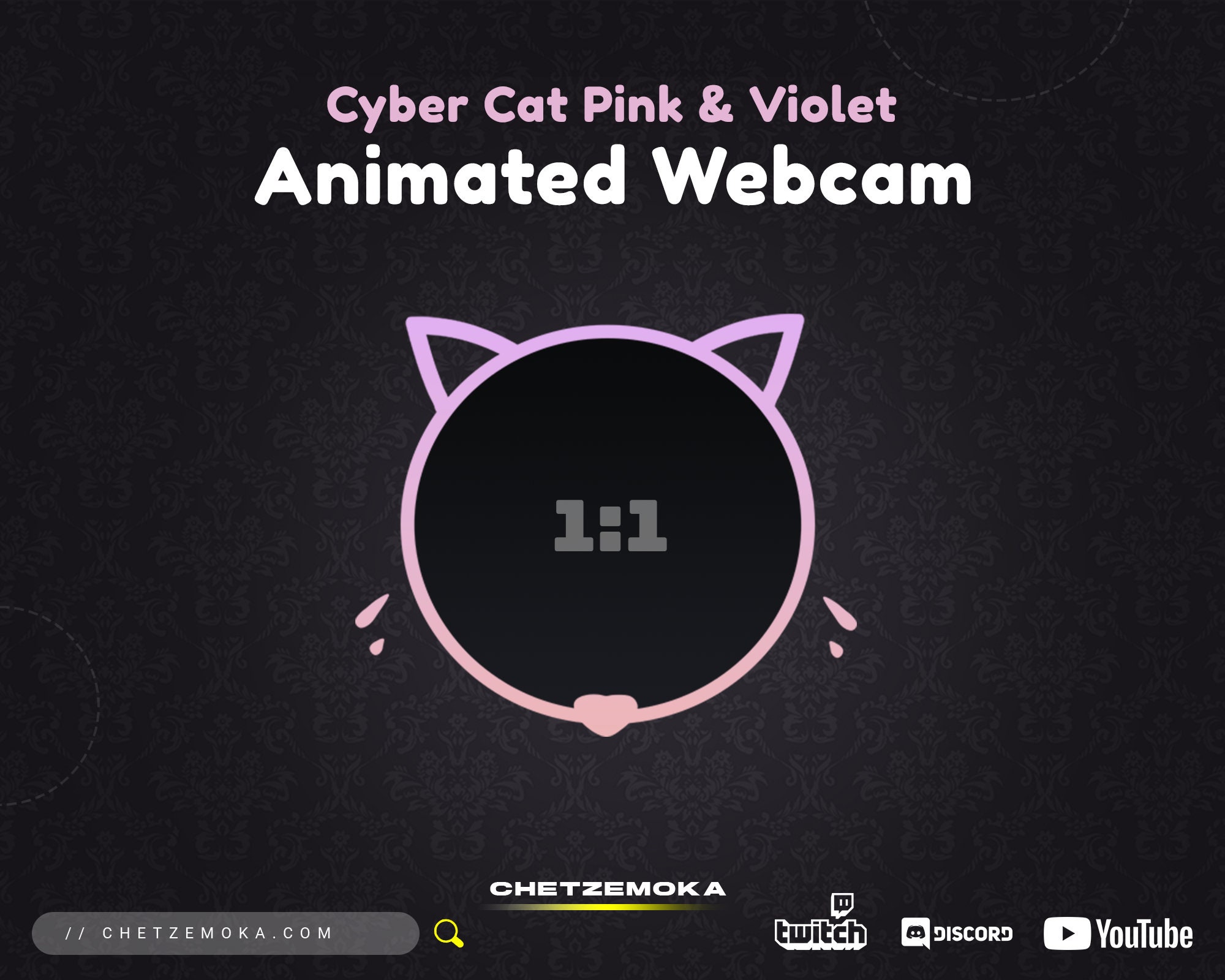 Cat Webcam Overlay 3 Animated Webcam Overlay Pink & Violet Cat, Kitty ...
