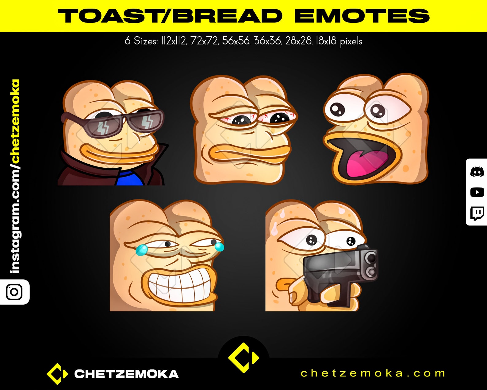 Twitch Bread Emotes / Toast Pepe Meme Pack | EZ | Pog | Gun | Sadge ...