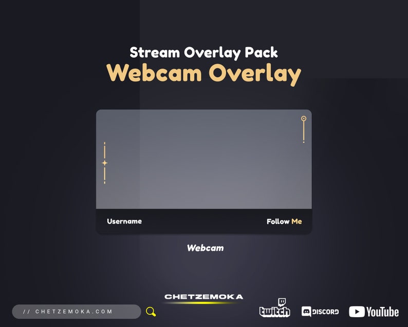 Stream Overlay Package Black & Gold Webcam Overlay 24 Twitch Panels ...