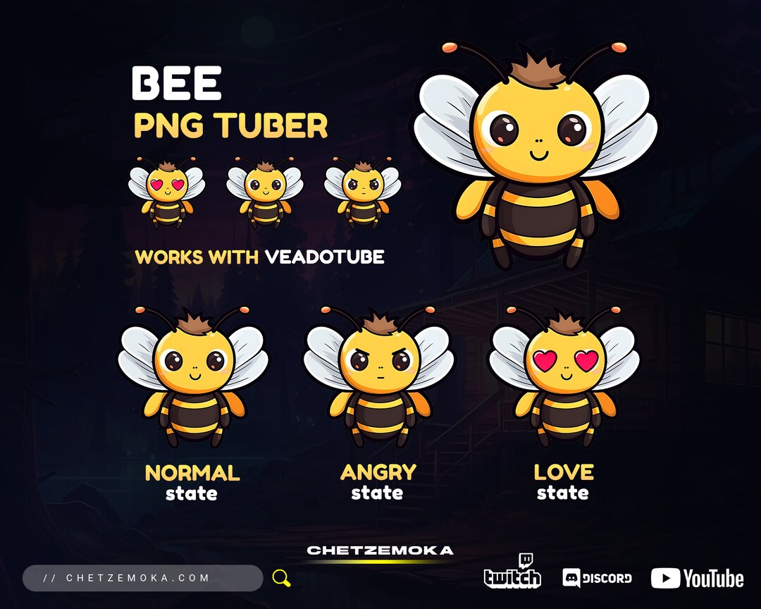 Pngtuber Bee Veadotube Easy to Install Discord Twitch - Etsy