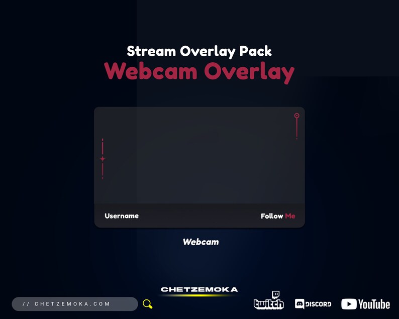 Red Stream Overlay Package: Twitch Panels, Webcam Overlay (digital ...