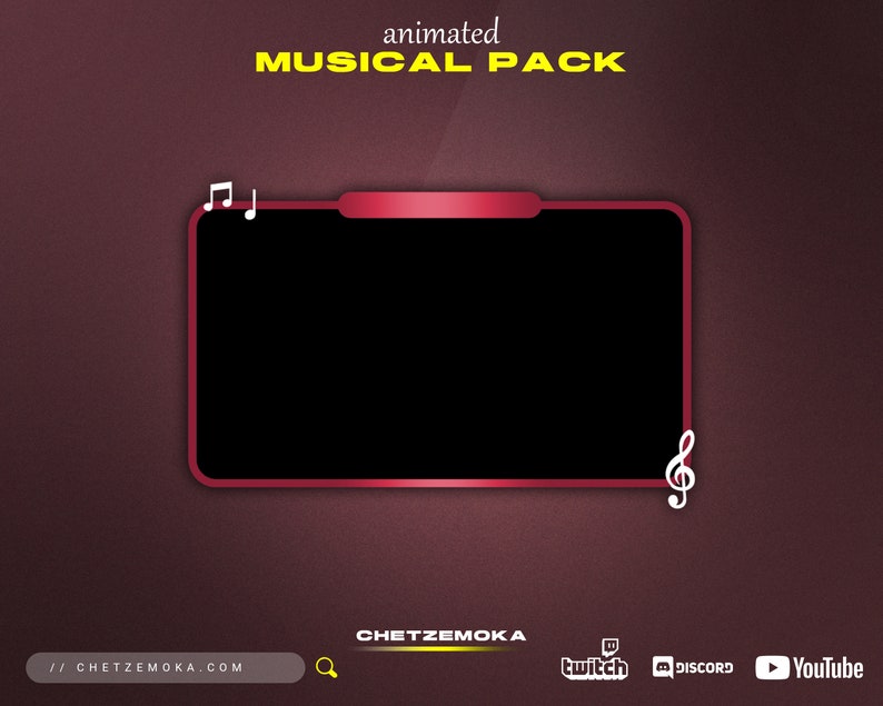 Musical Stream Overlay Dark Red - Animated & Static Version | Music ...