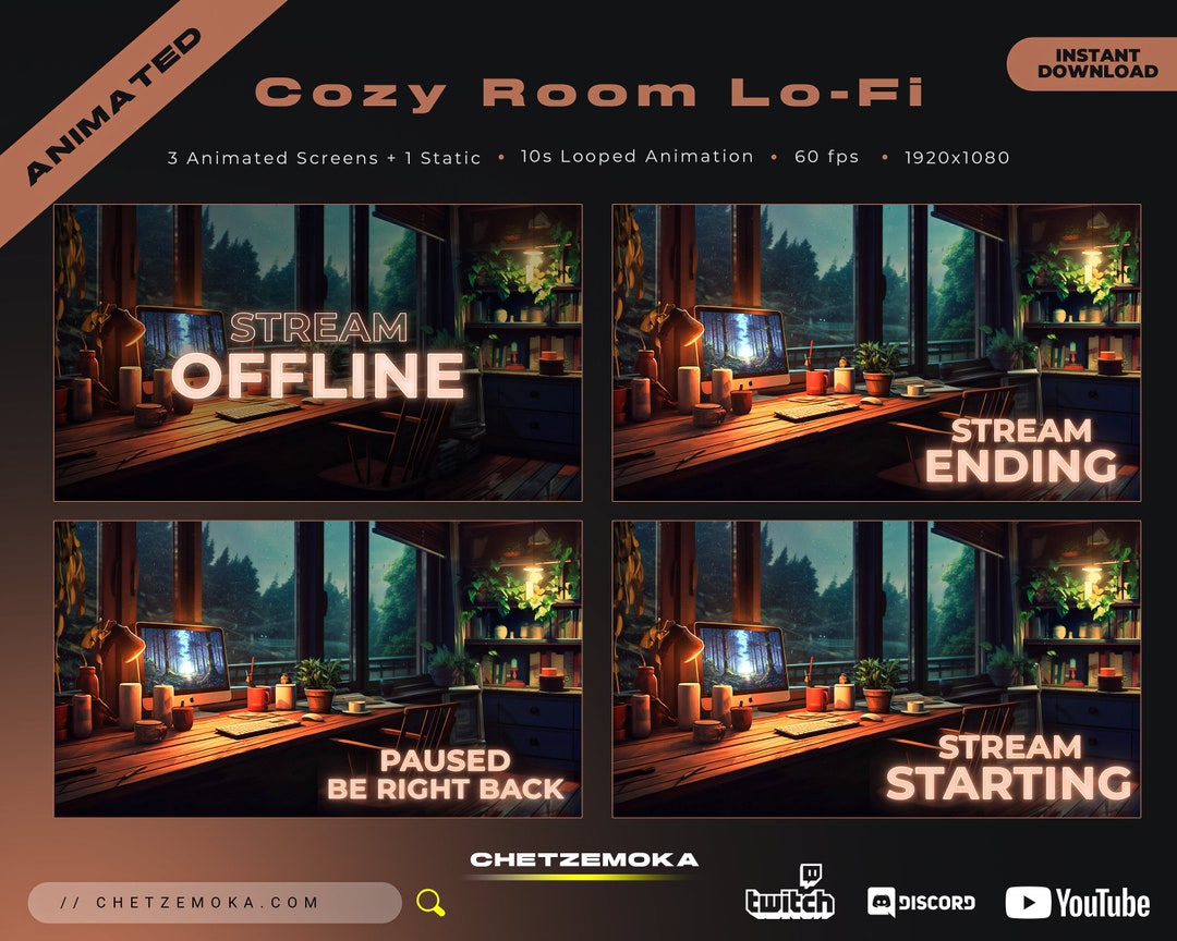 Cozy Room Lo-fi Twitch Screens | Animated Background for Streamers ...