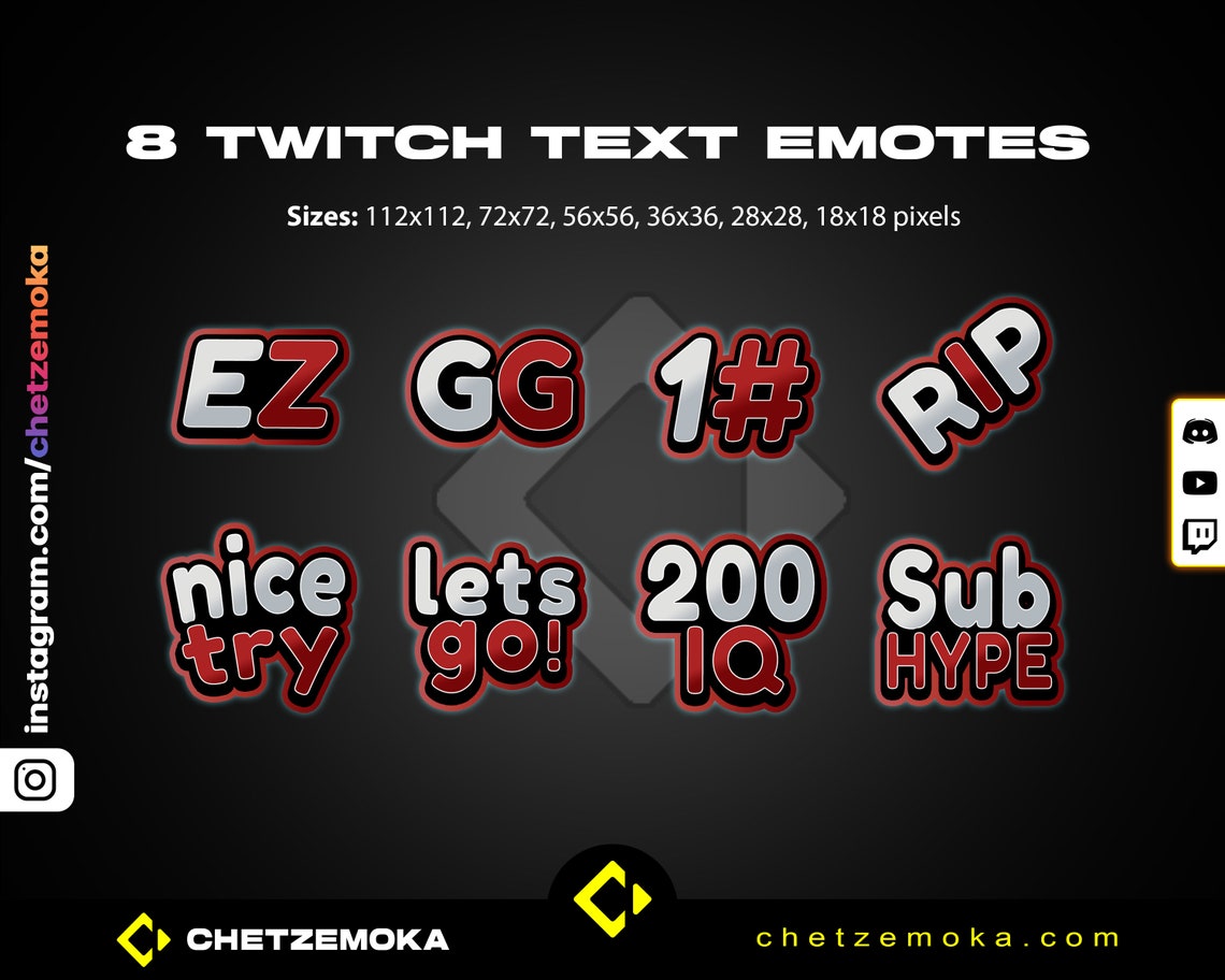 Red Twitch Text Emotes | 8 PNG Emotes Bundle (digital Download) - Etsy