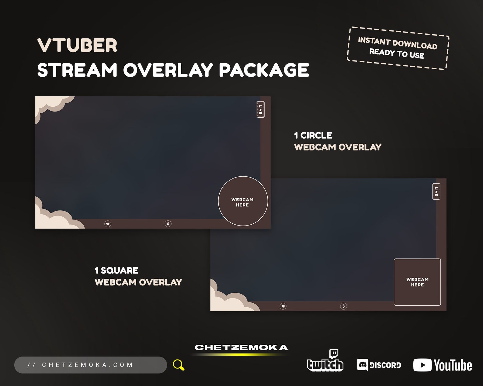 Vtuber Stream Overlay Vanilla & Brown Vtuber Overlay Celestial Stream ...