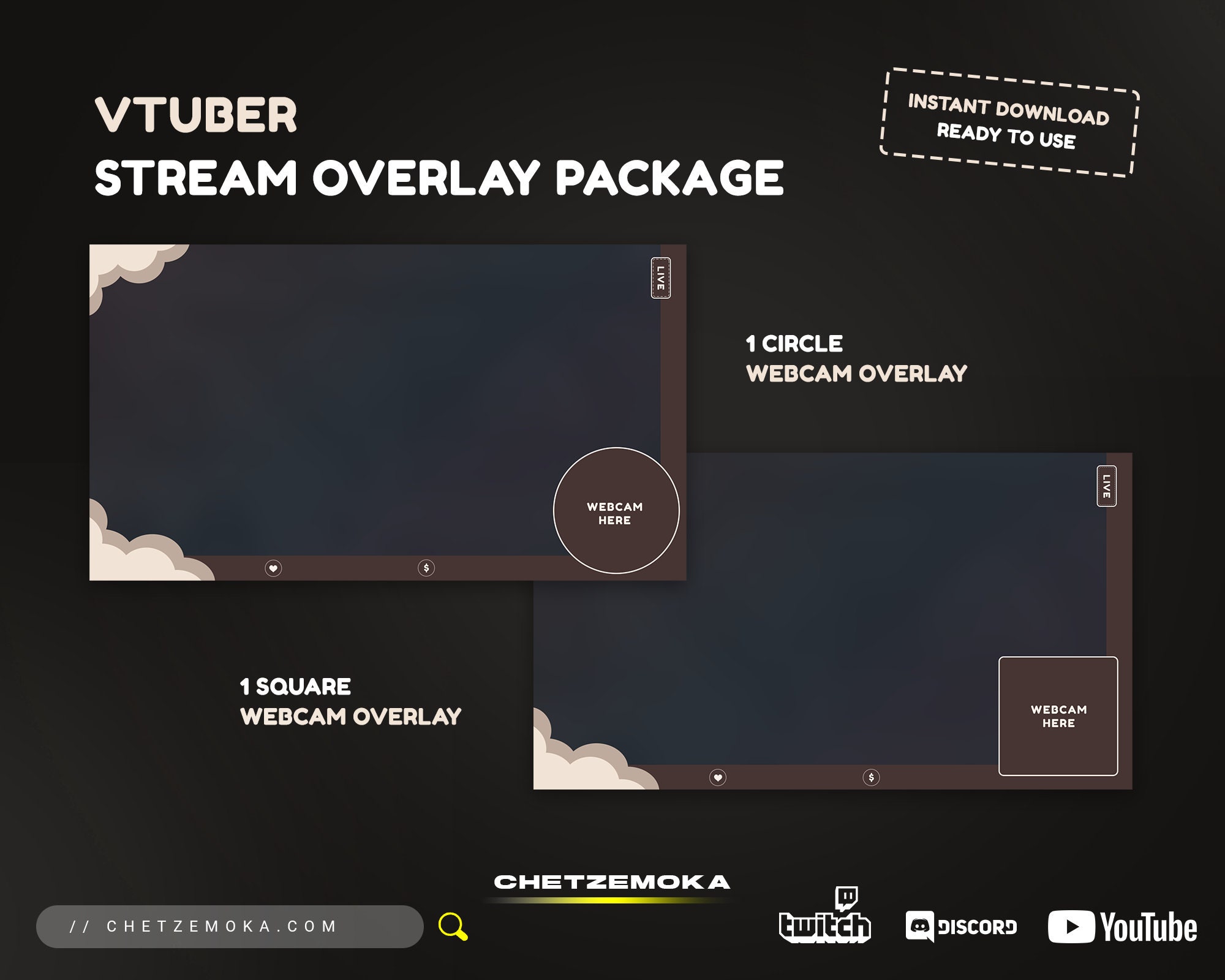 Vtuber Stream Overlay Vanilla & Brown Vtuber Overlay Celestial Stream ...