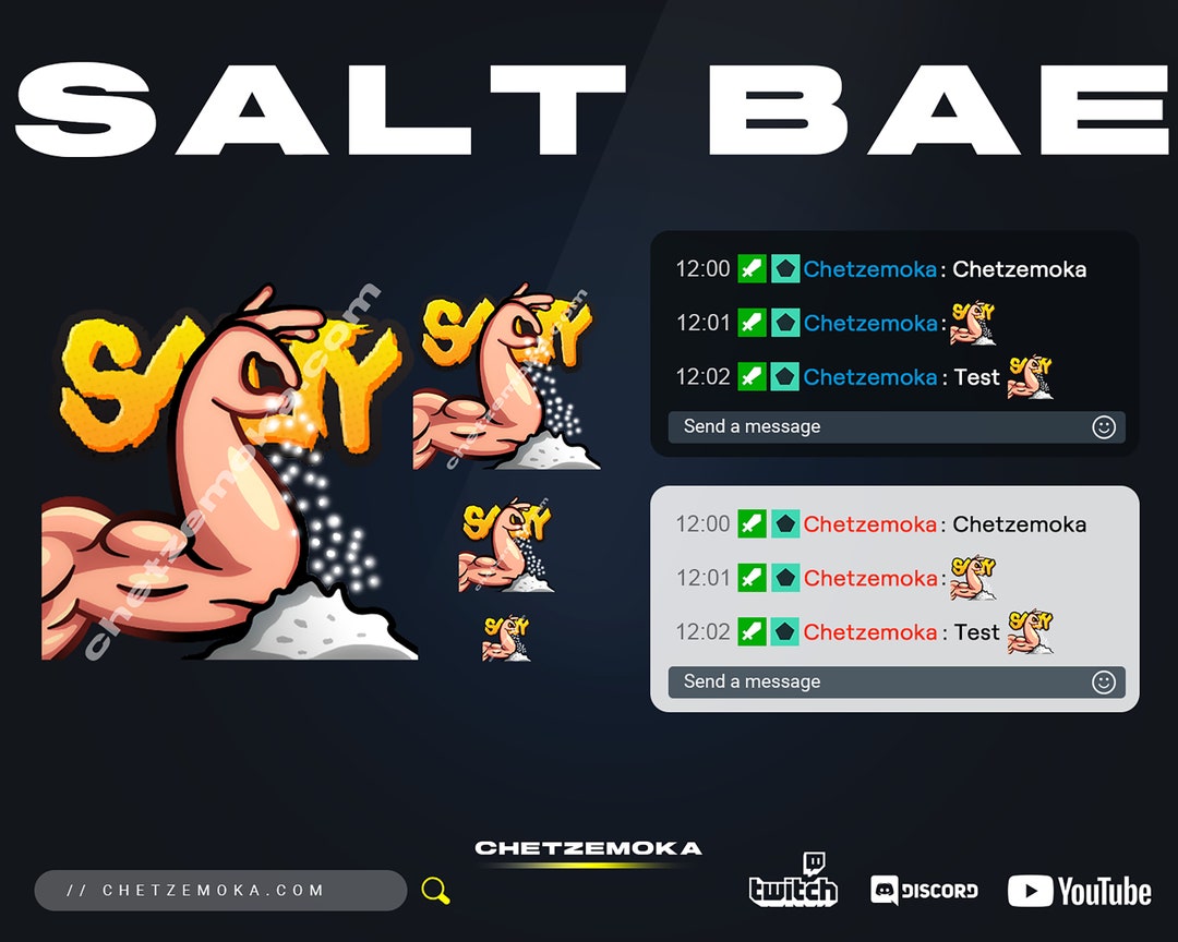 Salty Twitch Emote | Set of 2 Salty Emotes | Salt Bae | Text | Static ...