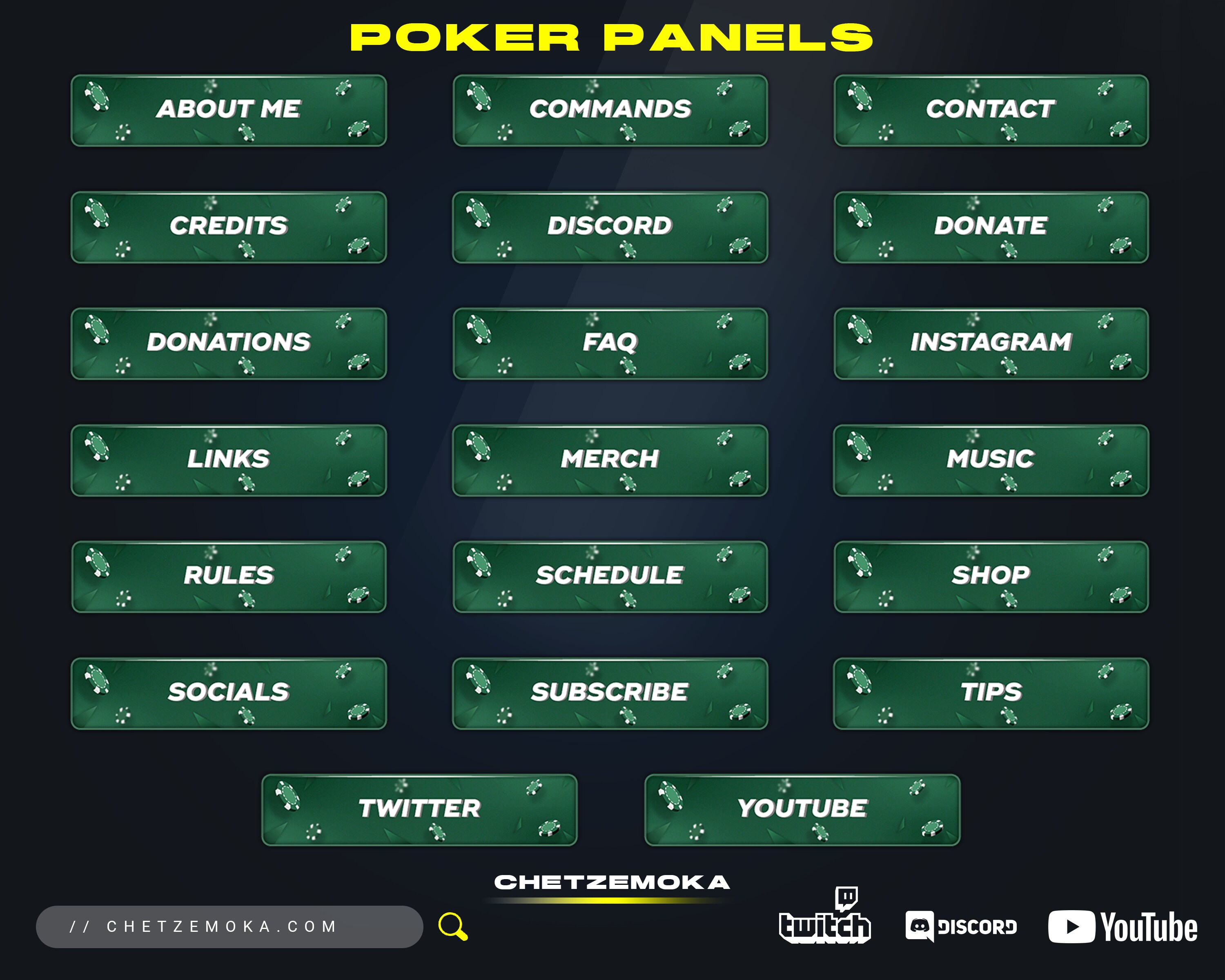 Twitch Green Poker Overlay Animated & Static Version 4 - Etsy