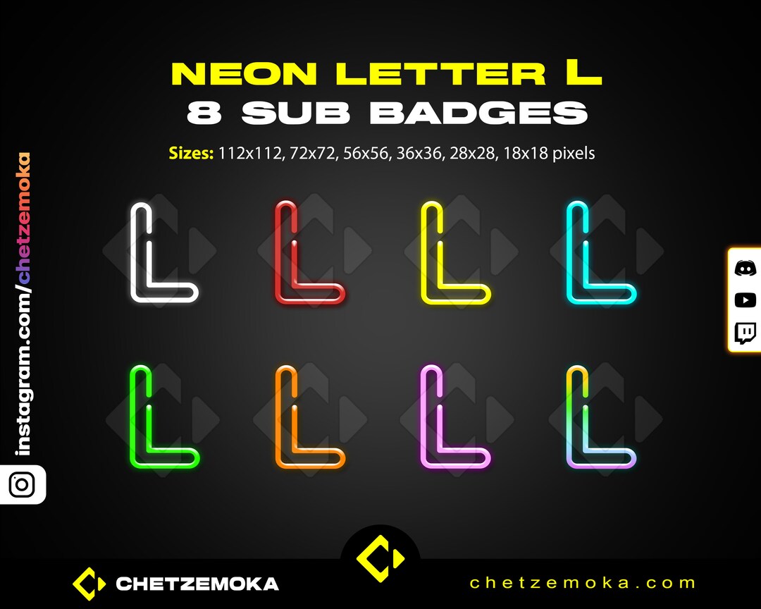 Neon Letter Sub Badges "l" | Twitch Sub Badges | Twitch Emotes ...