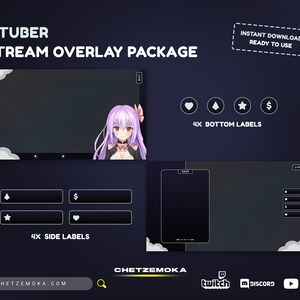 Silver & Navy Vtuber Stream Overlay: Celestial Theme (instant Download ...