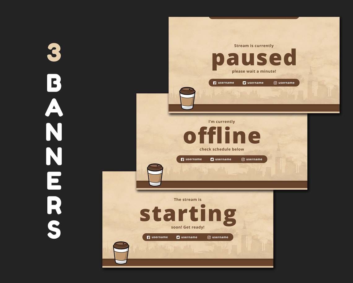 Twitch Coffee Overlay Coffee Theme Stream Package 2 Scenes 2 Static ...