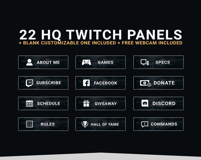 Twitch Panels Dark Theme | Bundle of 22 High Quality Twitch Panels ...