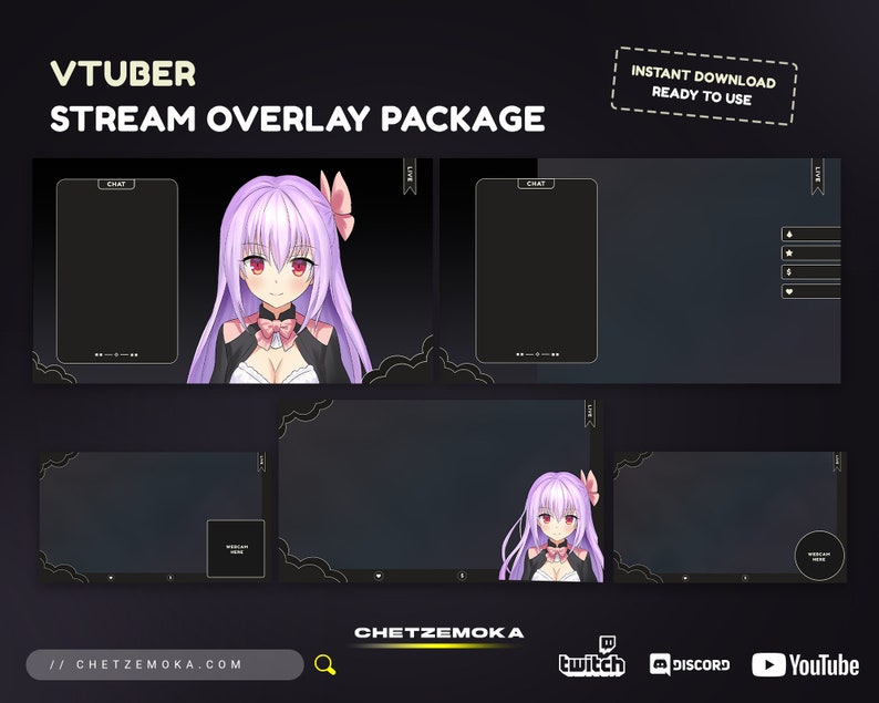 Vtuber Stream Overlay Twitch Overlay Vtuber Celestial Stream Package ...