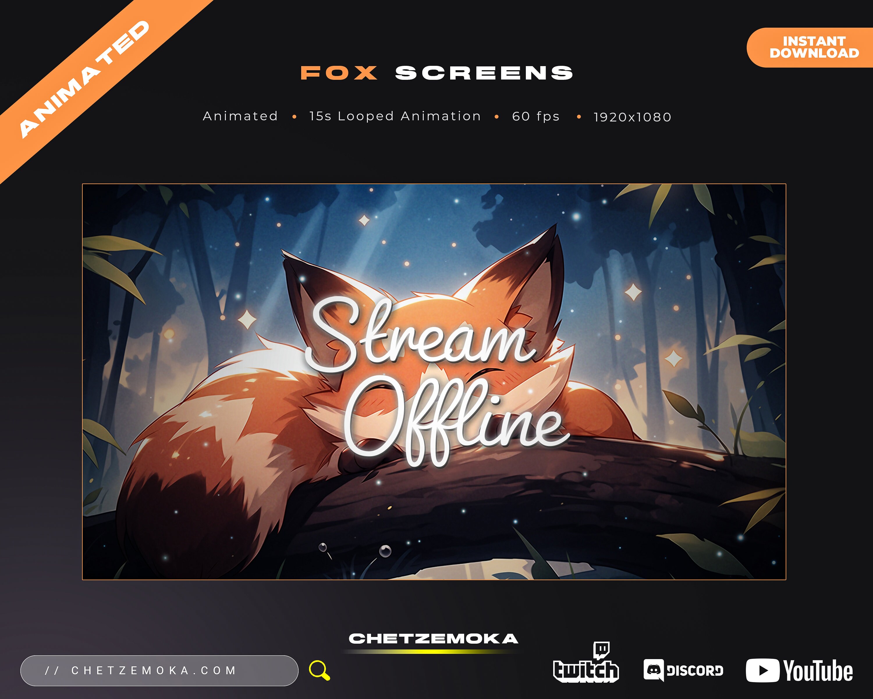 Fox Twitch Screens 4 Animated Vtuber Backgrounds for Streamers Vtuber ...