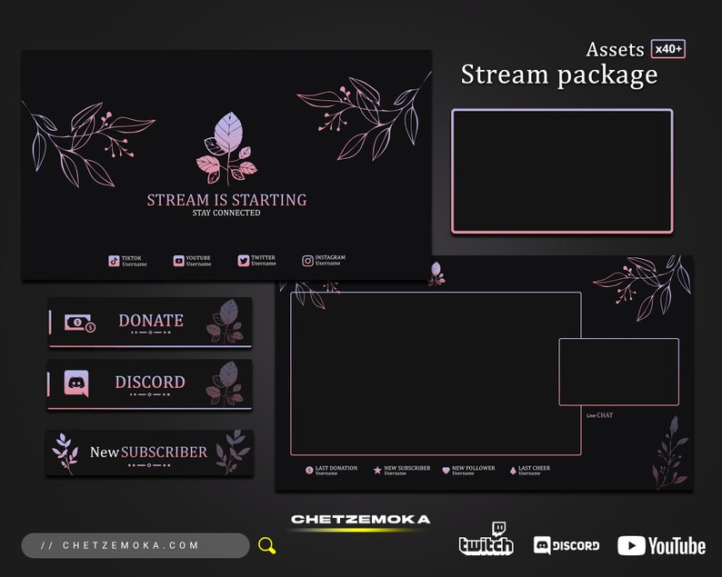 Floral Stream Overlay Purple Animated & Static Version - Etsy UK