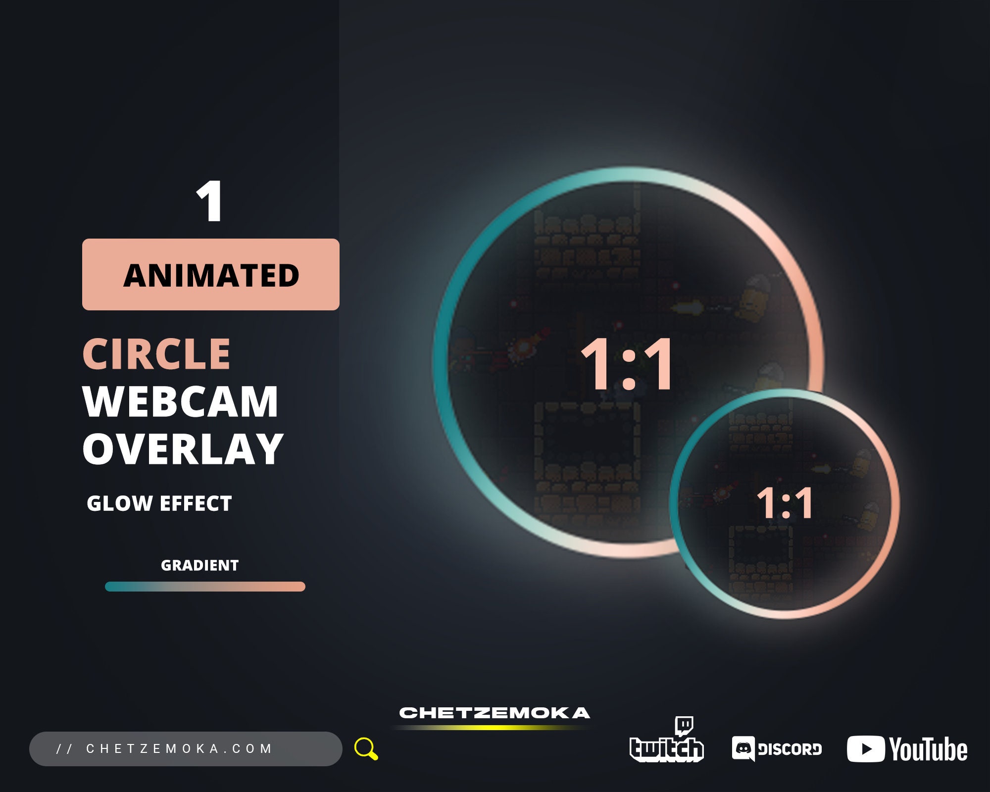 Webcam Overlay Animated Circle and All Standard Sizes Pastel Orange ...